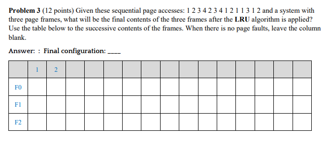 Solved Problem 3 (12 points) Given these sequential page | Chegg.com