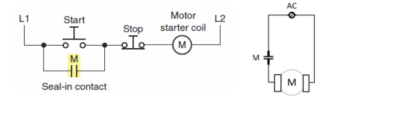 Solved L1 Start T M Seal-in contact Stop 。To Motor starter | Chegg.com