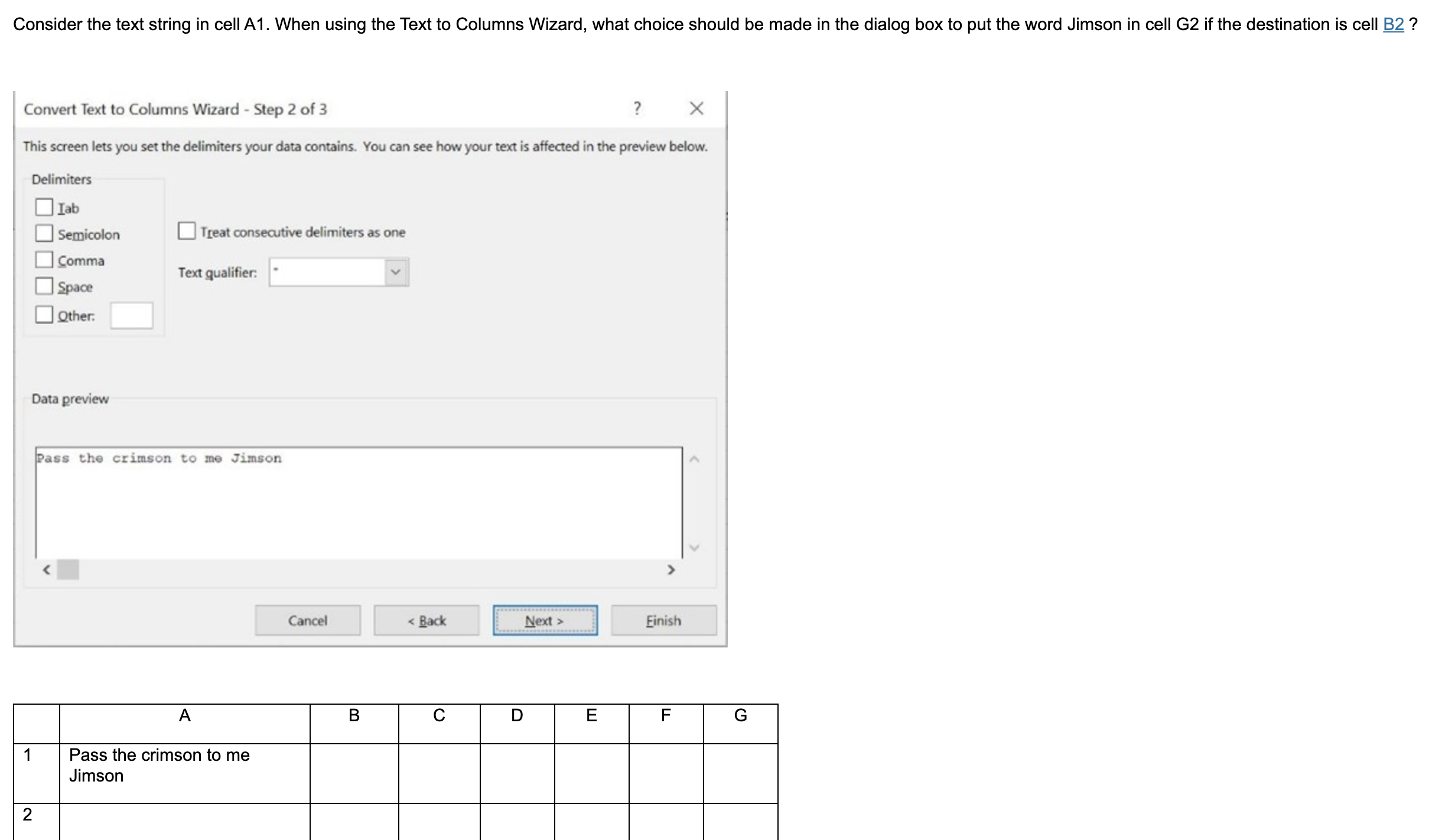 Solved This screen lets you set the delimiters your data | Chegg.com