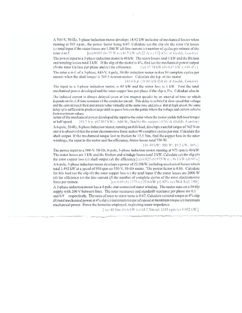 Solved A 500- 50-112. 3-pbase induction motor develops 14.92 | Chegg.com