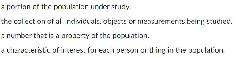 Solved a portion of the population under study. the | Chegg.com