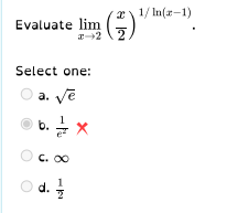 Solved Evaluate limx→2(x2)1ln(x-1).Select | Chegg.com