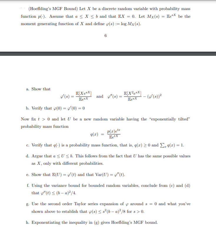 (Hoeffding's MGF Bound) Let X be a discrete random | Chegg.com