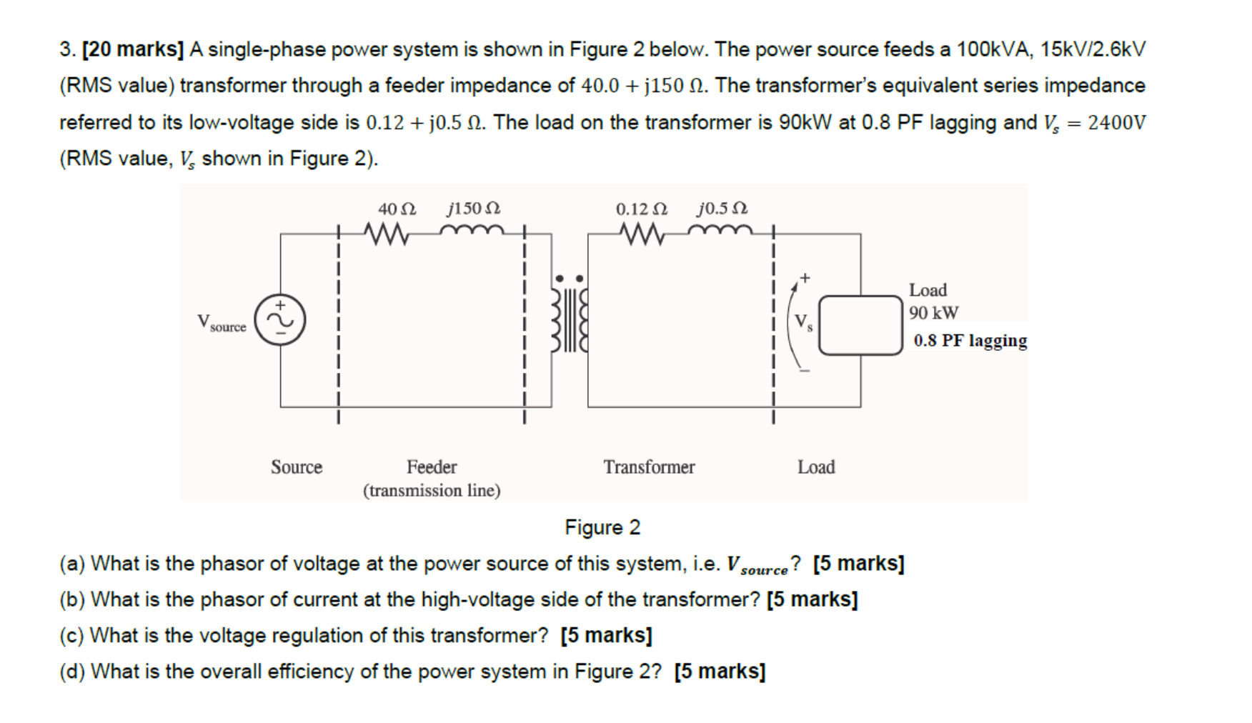 Solved 3. [20 marks] A single-phase power system is shown in | Chegg.com