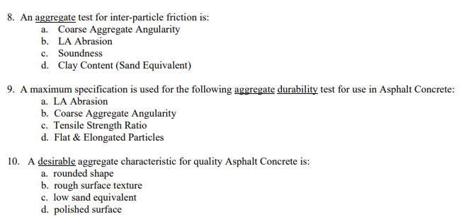 Solved 8. An aggregate test for inter-particle friction is: | Chegg.com