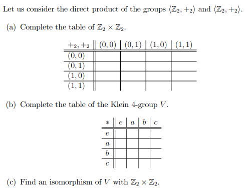 Solved Let us consider the direct product of the groups (Z2, | Chegg.com