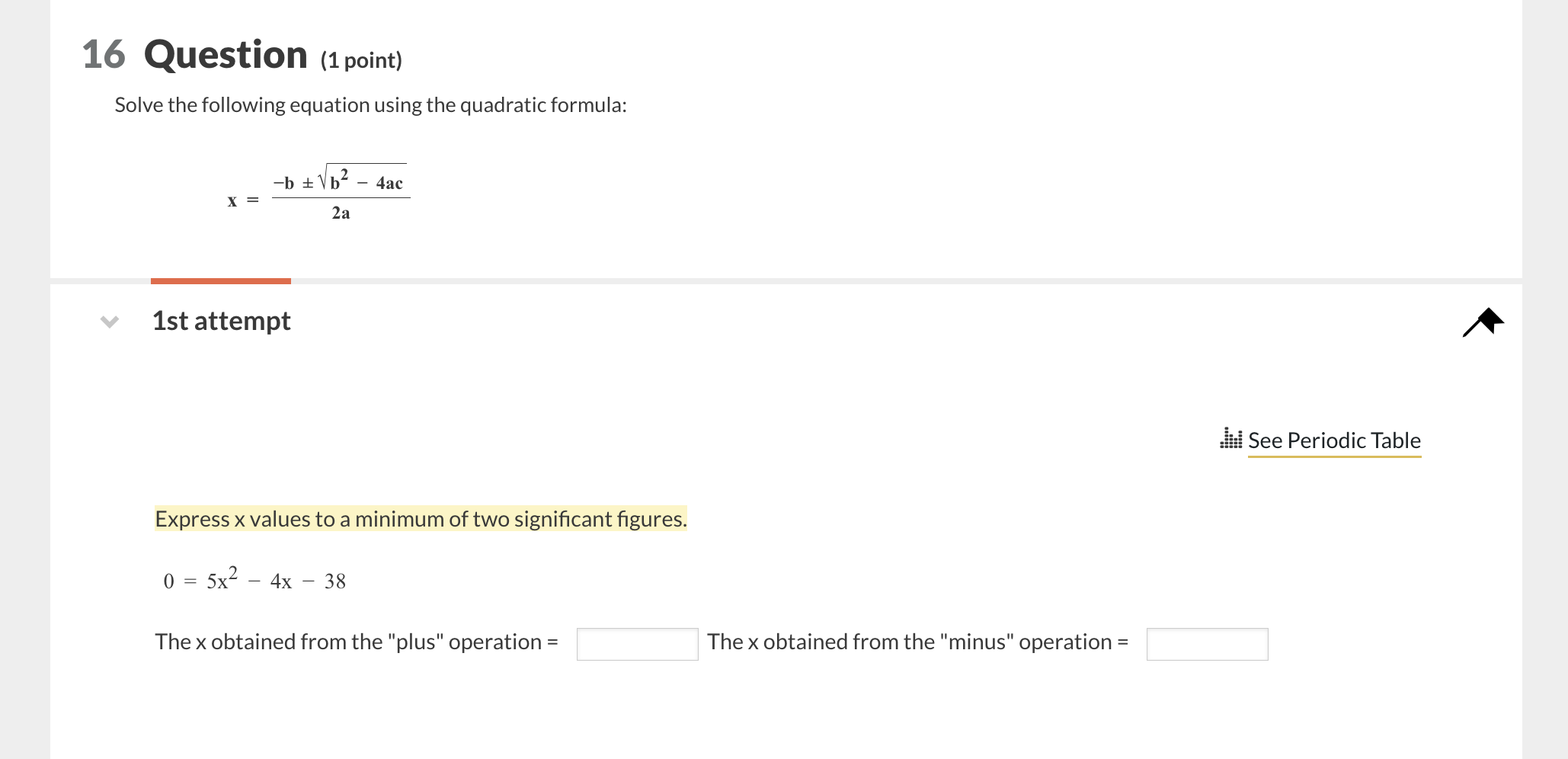 Solved 16 Question (1 point) Solve the following equation | Chegg.com