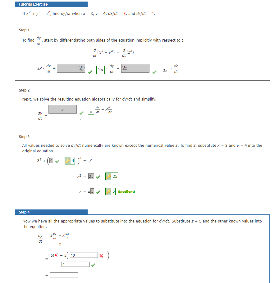 Solved If x2+y2=z2, find dy/dt when x=3,y=4,dx/dt=8, and | Chegg.com