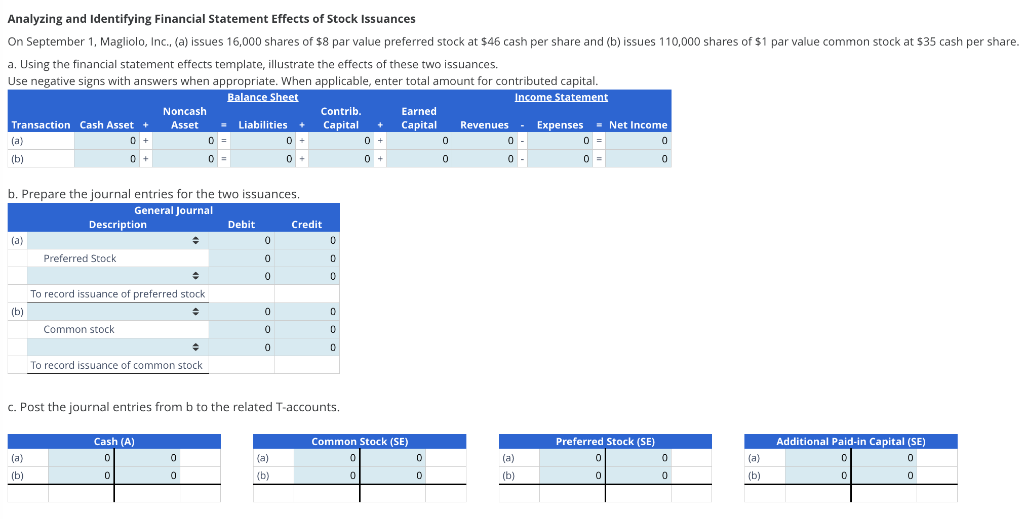 Solved Analyzing and Identifying Financial Statement Effects | Chegg.com