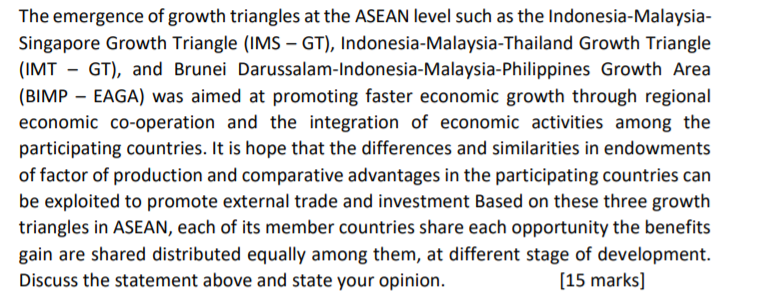 Solved The emergence of growth triangles at the ASEAN level | Chegg.com