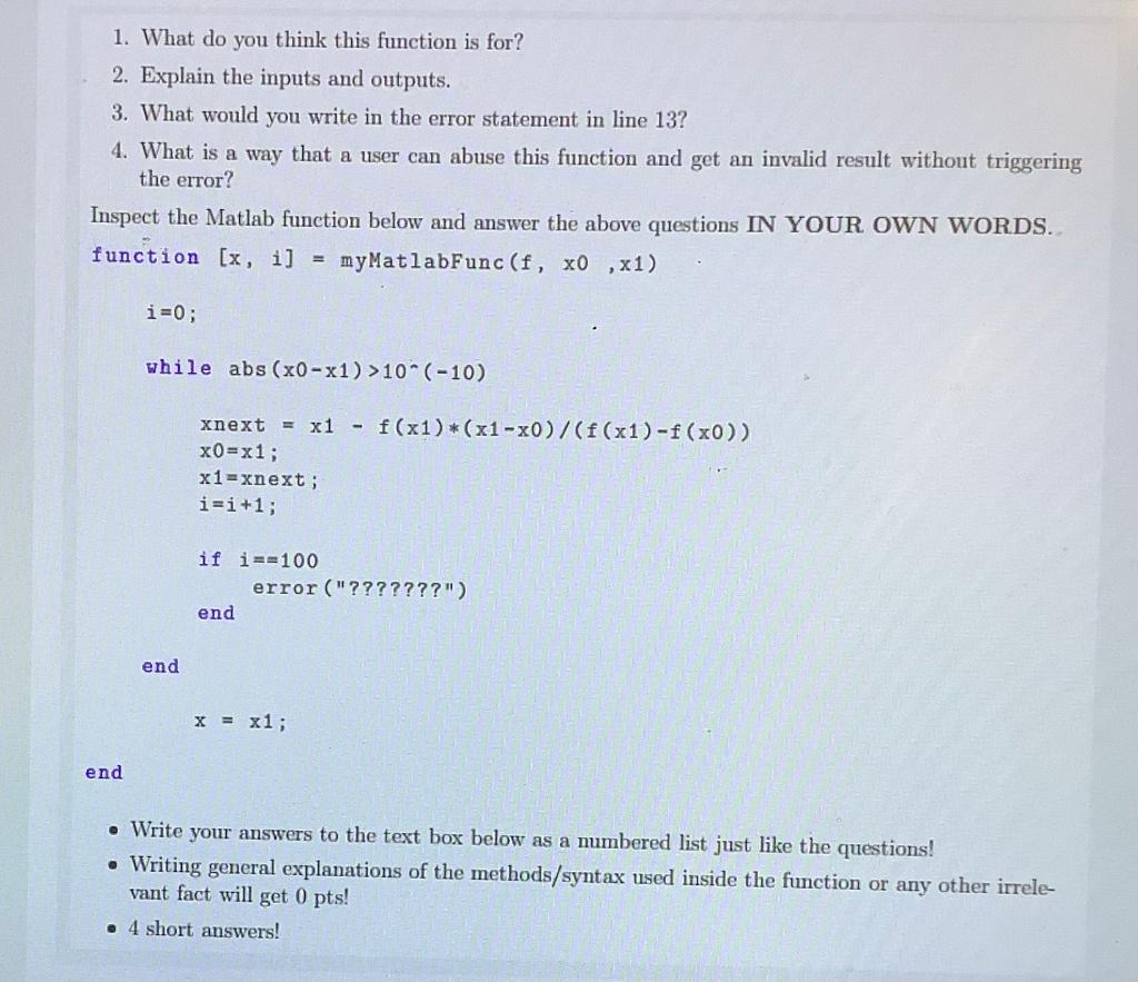 Solved 1. What do you think this function is for? 2. Explain | Chegg.com