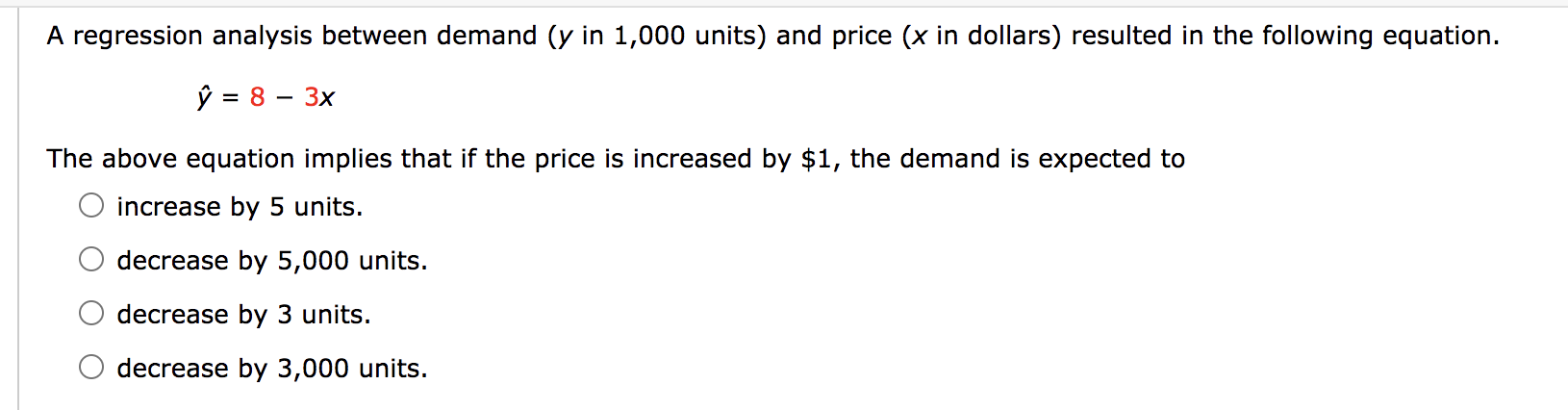 Solved A regression analysis between demand (y in 1,000 | Chegg.com