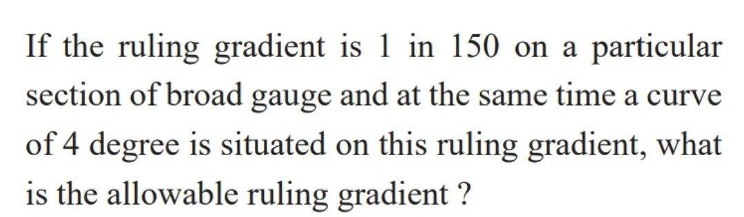 Solved If the ruling gradient is 1 in 150 on a particular | Chegg.com