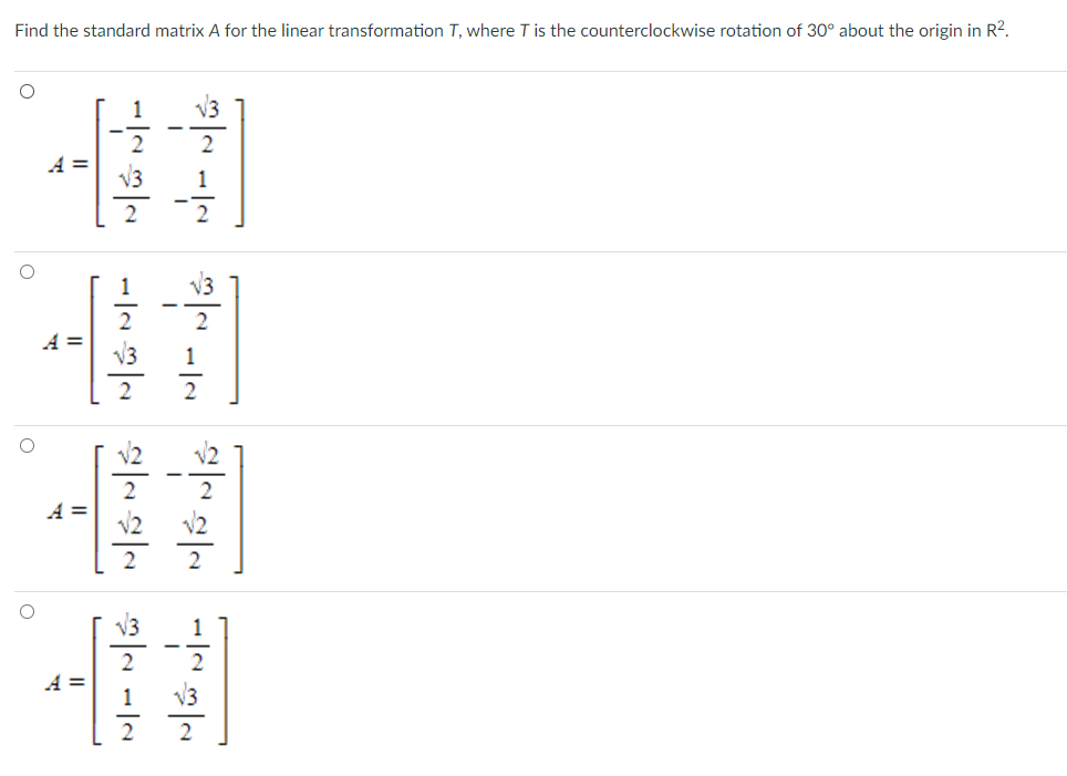 Solved Find the standard matrix A for the linear | Chegg.com