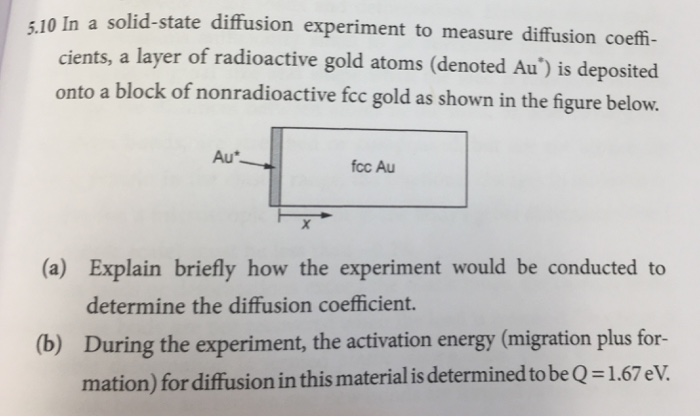 Solved In a solid-state diffusion experiment to measure | Chegg.com