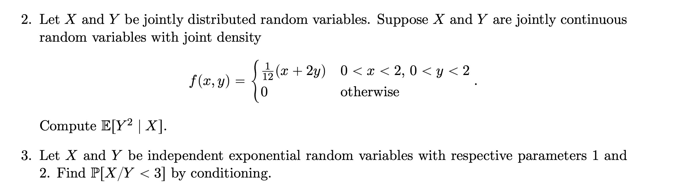 Solved 2 Let X And Y Be Jointly Distributed Random 5343