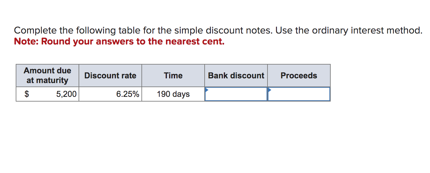Solved Complete the following table for the simple discount | Chegg.com