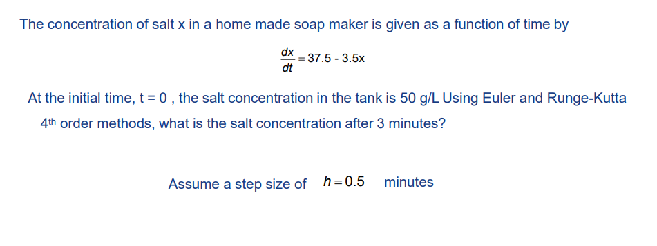 Solved The concentration of salt x in a home made soap maker | Chegg.com