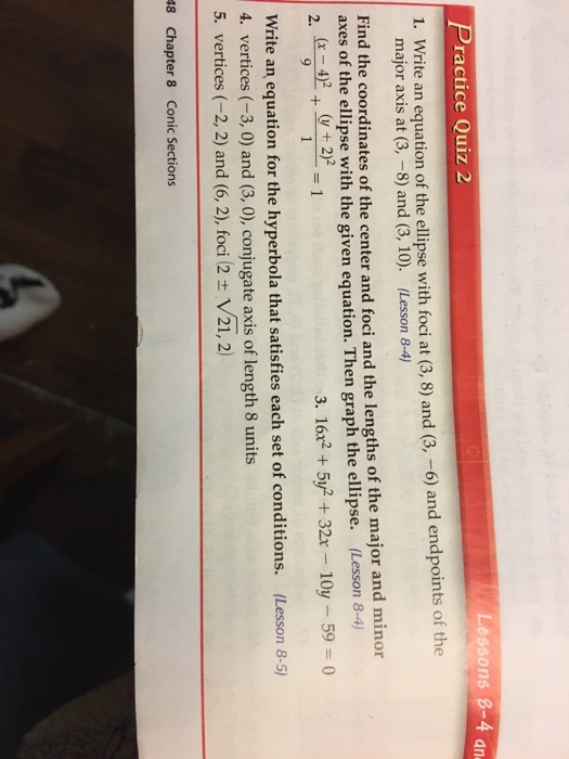 Solved Lessons 8-4 an ractice Quiz 2 1. Write an equation of | Chegg.com