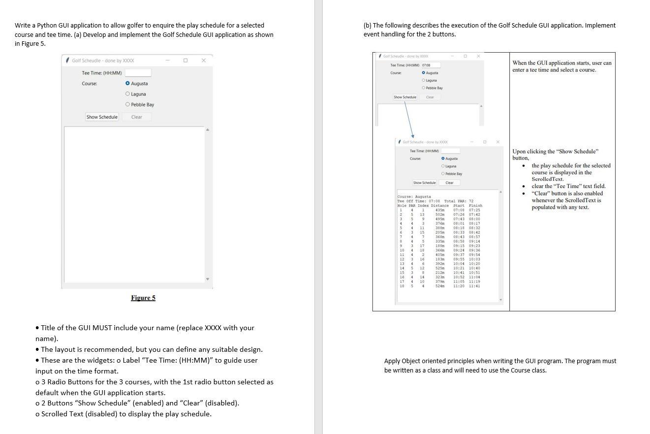 Solved Write a Python GUI application to allow golfer to | Chegg.com