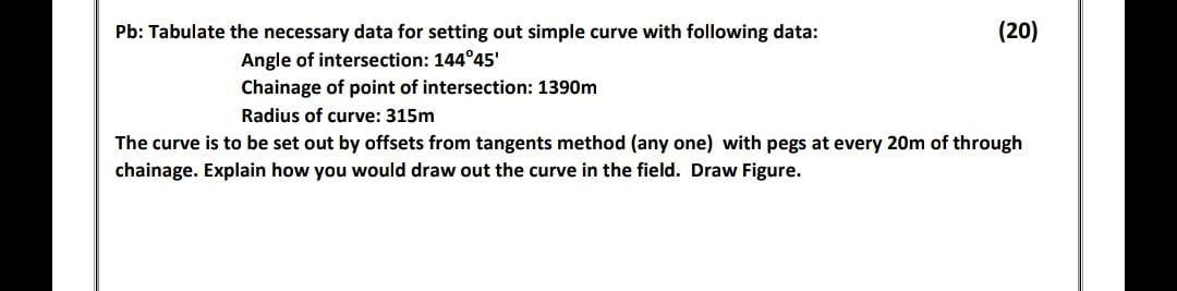 Solved Pb: Tabulate the necessary data for setting out | Chegg.com