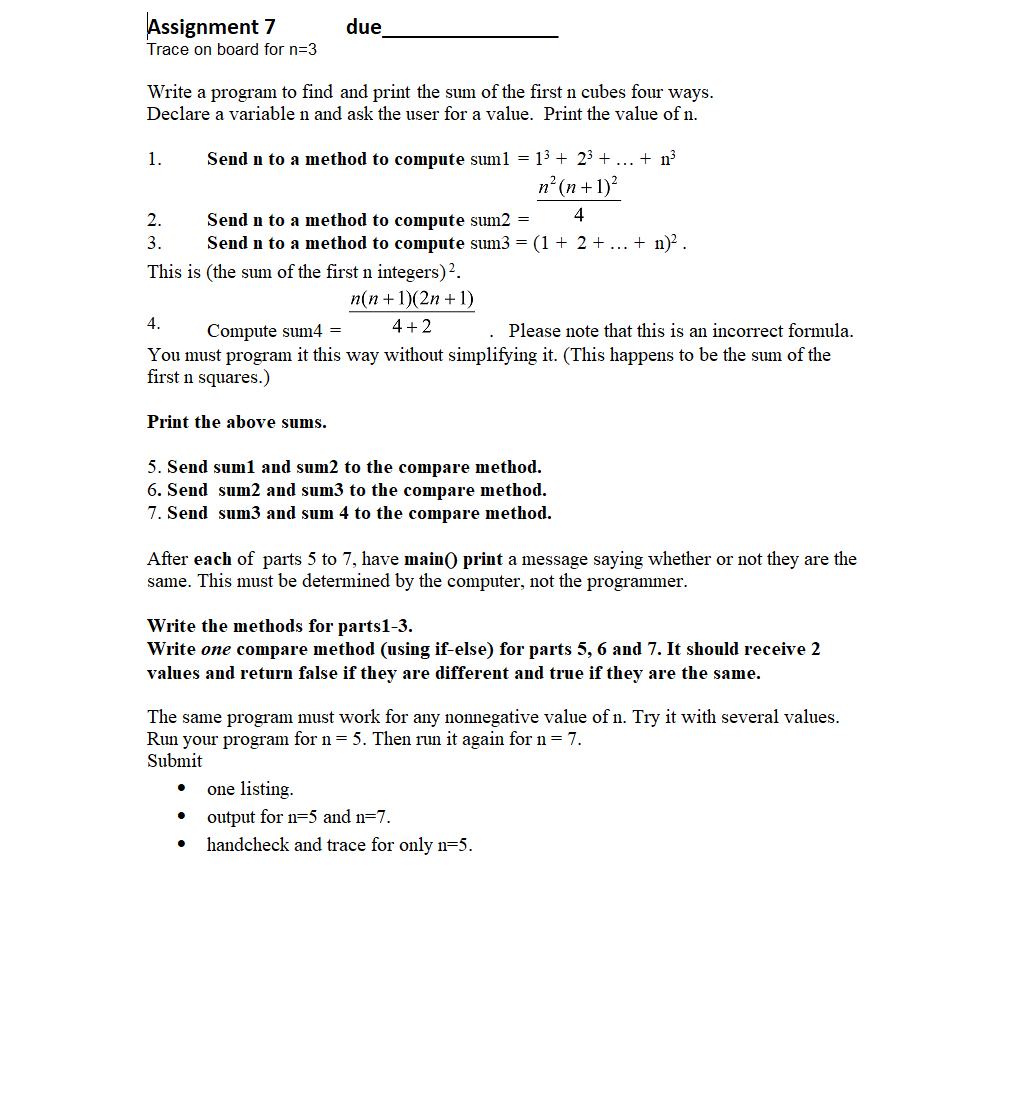 Solved Assignment 7 Trace On Board For N3 Due Write A 8573