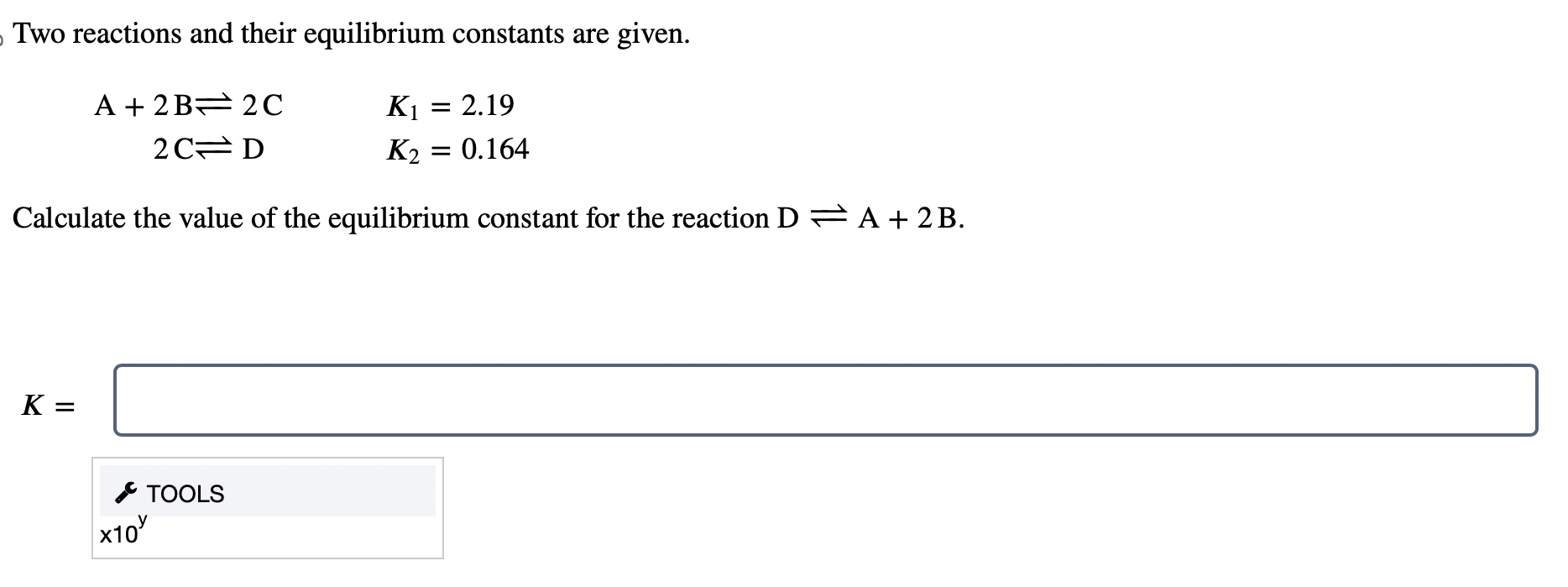 Solved Two reactions and their equilibrium constants are | Chegg.com