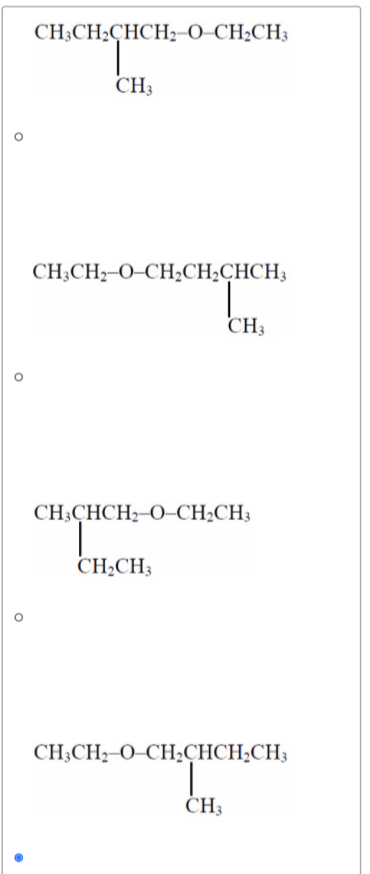 Solved CH3CH2CHCH2-O-CH2CH3 CH, CH3CH2-0-CH2CH2CHCH3 CH, | Chegg.com
