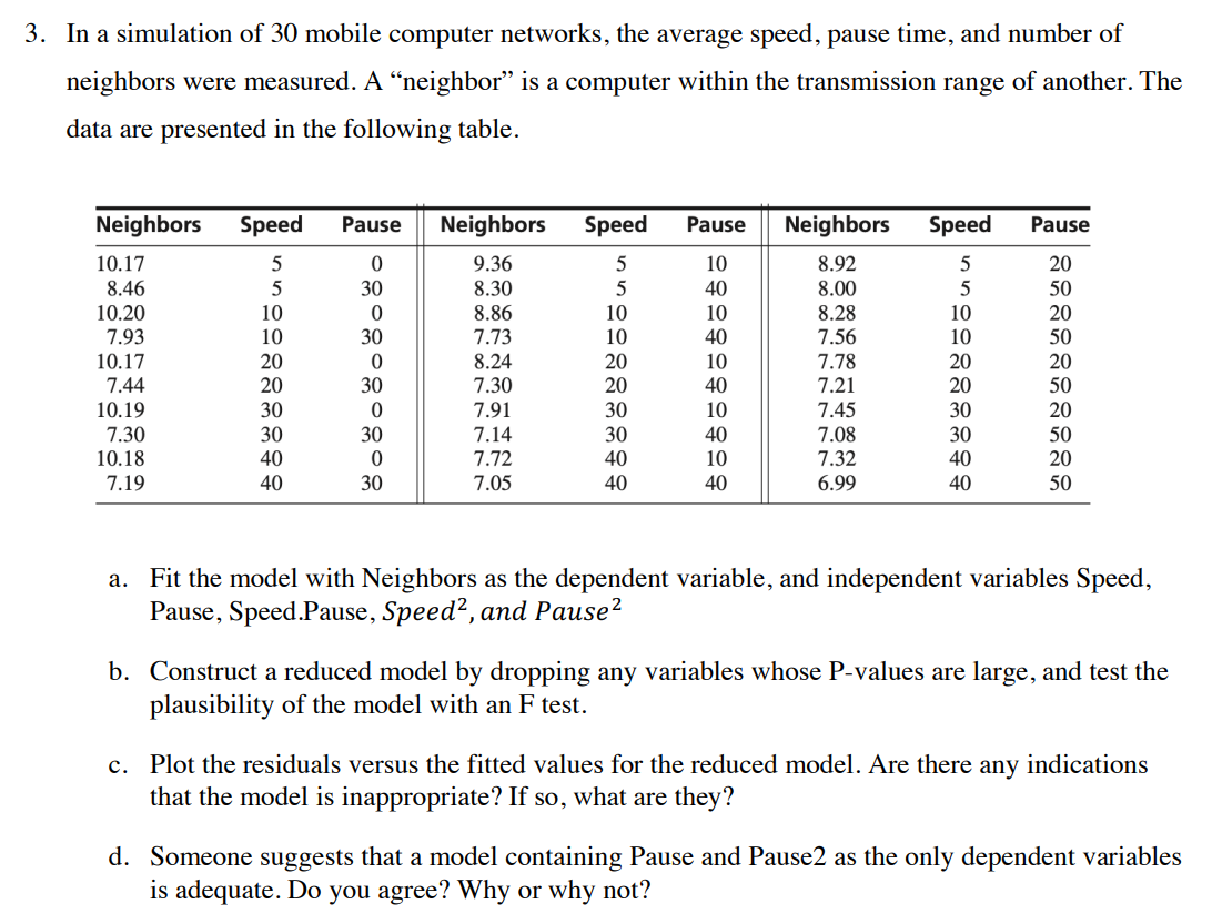 Solved 3. In a simulation of 30 mobile computer networks, | Chegg.com