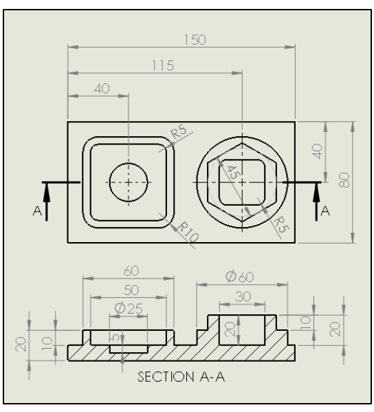 Solved Technical drawing of a mold is shown in Fig.2. | Chegg.com