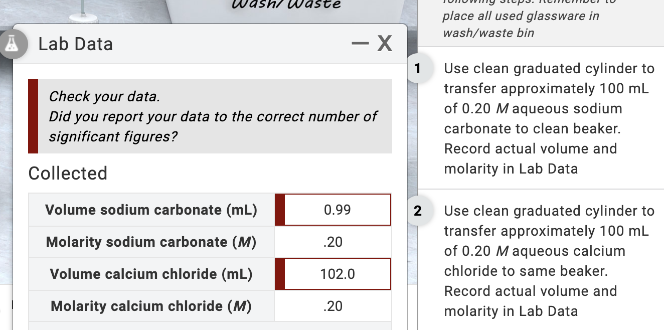 place all used glassware in wash/waste bin À Lab Data | Chegg.com