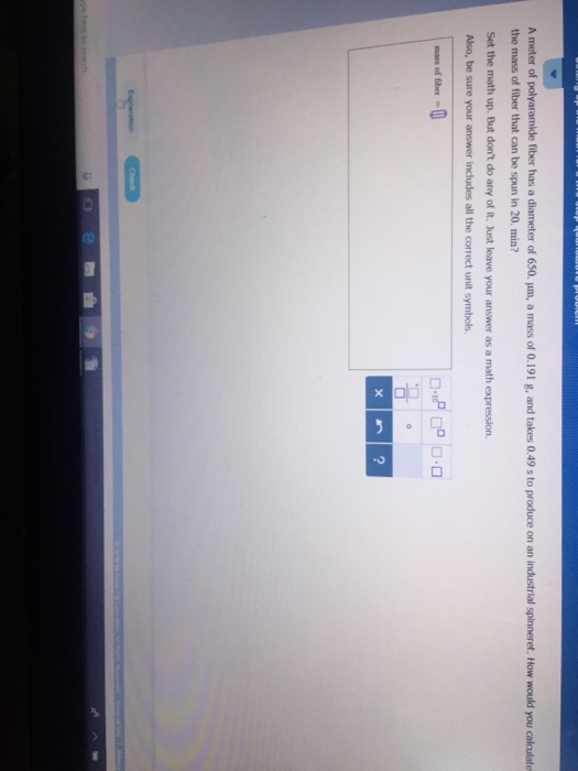 Solved A meter of polyaramide fiber has a diameter of 650. | Chegg.com