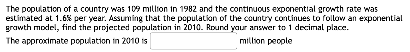 Solved Consider the following exponential function over time | Chegg.com