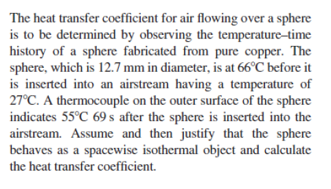 Solved The heat transfer coefficient for air flowing over a | Chegg.com