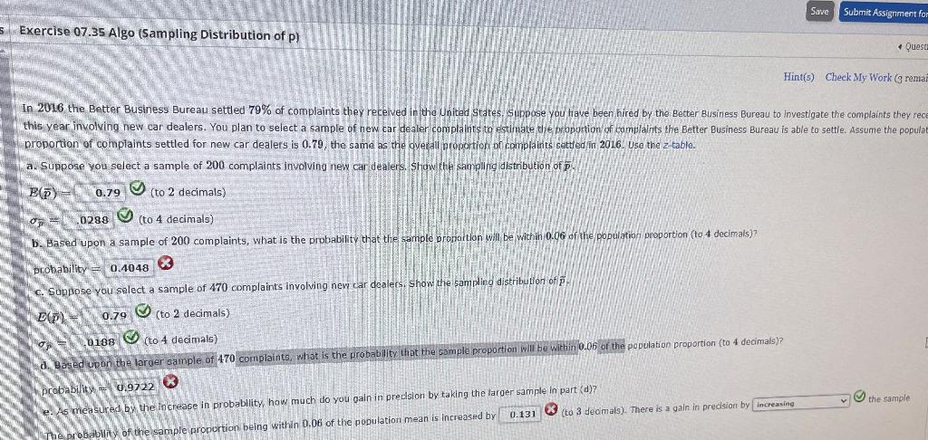 Solved Save Submit Assignment for 5 Exercise 07.35 Algo | Chegg.com