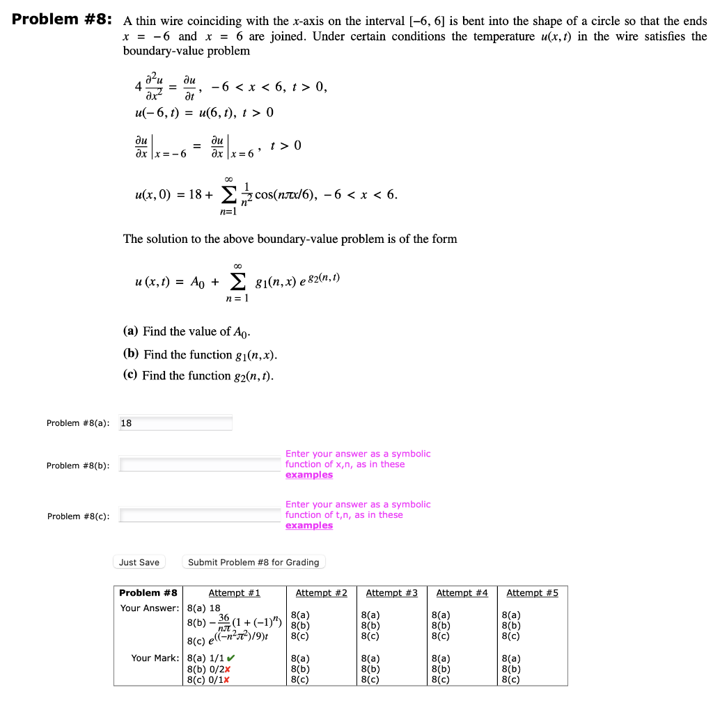 Solved Problem #8: A thin wire coinciding with the x-axis on | Chegg.com