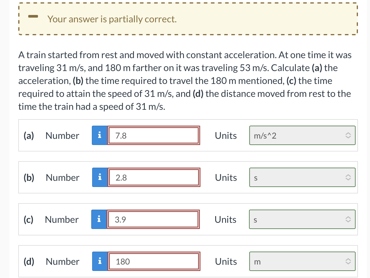 Solved A train started from rest and moved with constant | Chegg.com