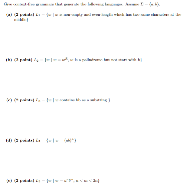 Solved Give context-free grammars that generate the | Chegg.com