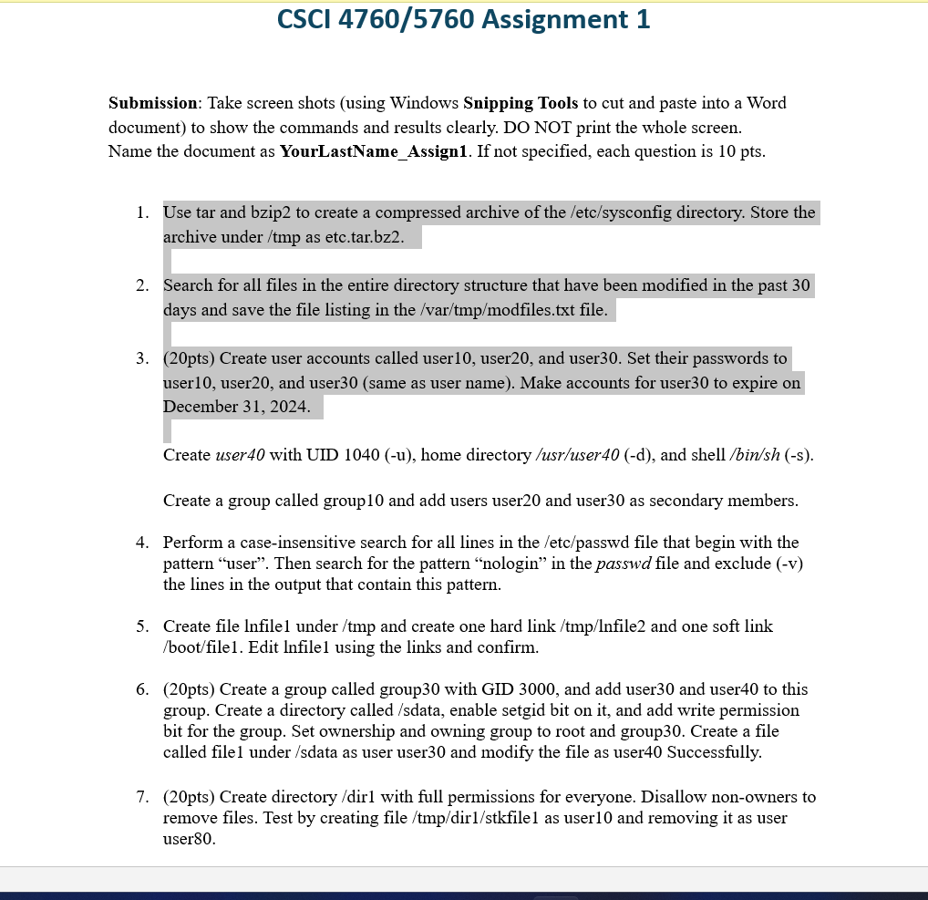 Solved CSCI 4760/5760 ﻿Assignment 1Submission: Take screen | Chegg.com