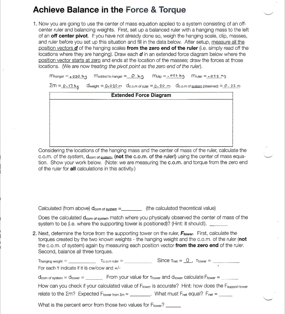 I need help on #3 and #4 for 'Toys for a Torque | Chegg.com