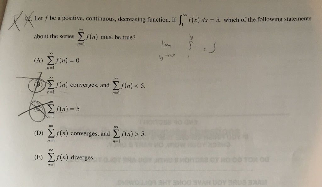 Solved Let F Be A Positive Continuous Decreasing Function