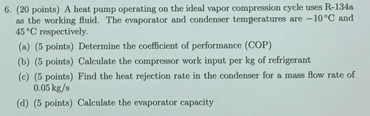 Solved 6. (20 ﻿points) ﻿A heat pump operating on the ideal | Chegg.com