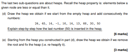 Solved The last two sub-questions are about heaps. Recall | Chegg.com