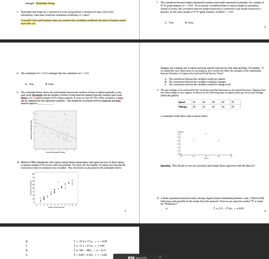 Solved Strength: Moderately Strong 7. The correlation | Chegg.com
