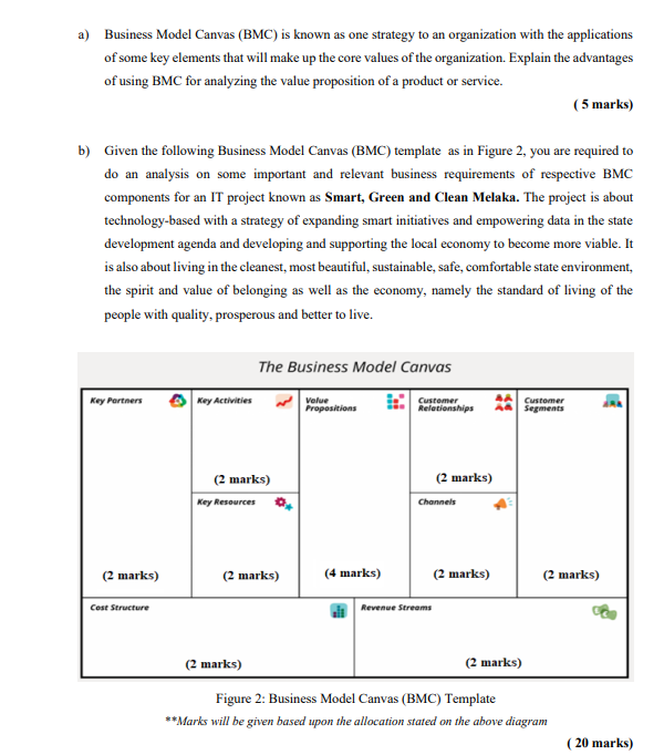 Solved a) Business Model Canvas (BMC) is known as one | Chegg.com