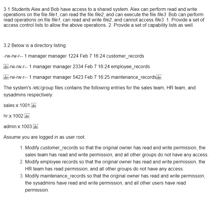 Solved 3.1 Students Alex and Bob have access to a shared | Chegg.com