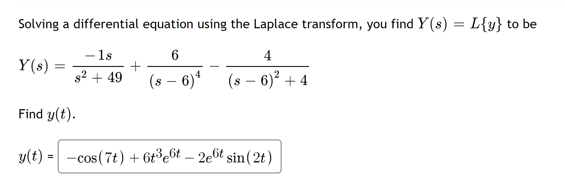 Solved Solving a differential equation using the Laplace | Chegg.com