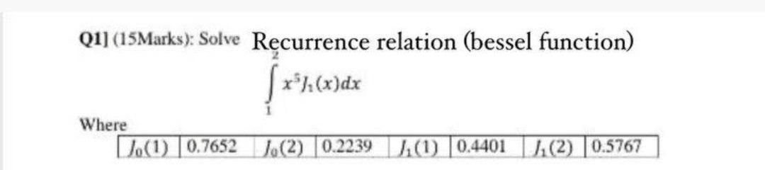 Solved Q1] (15Marks): Solve Recurrence relation (bessel | Chegg.com