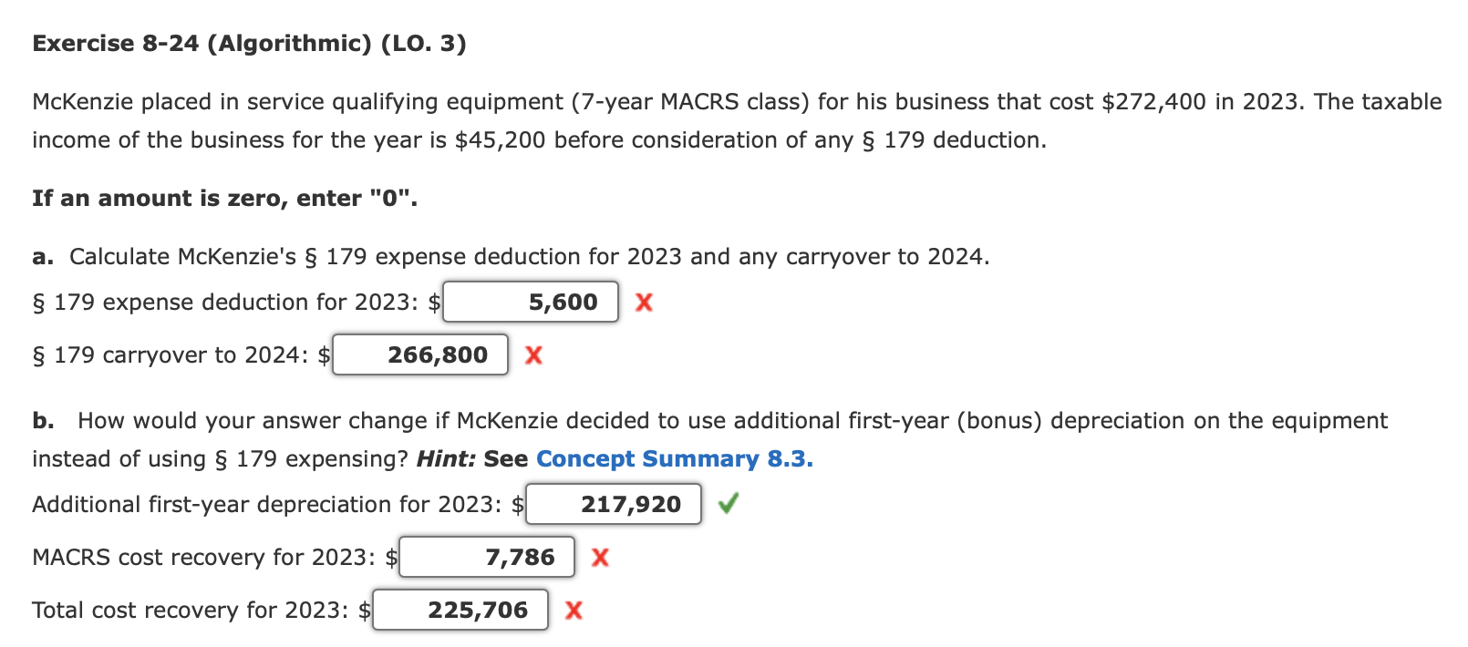 Solved Exercise 8-24 (Algorithmic) (LO. 3)McKenzie placed in | Chegg.com