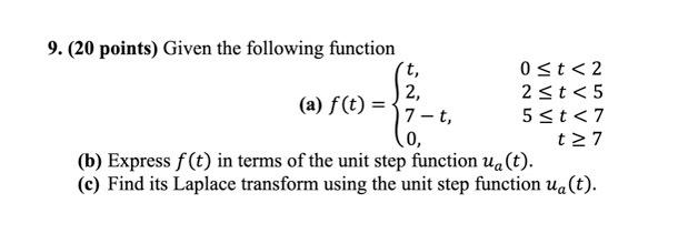 Solved 9. (20 points) Given the following function (a) | Chegg.com